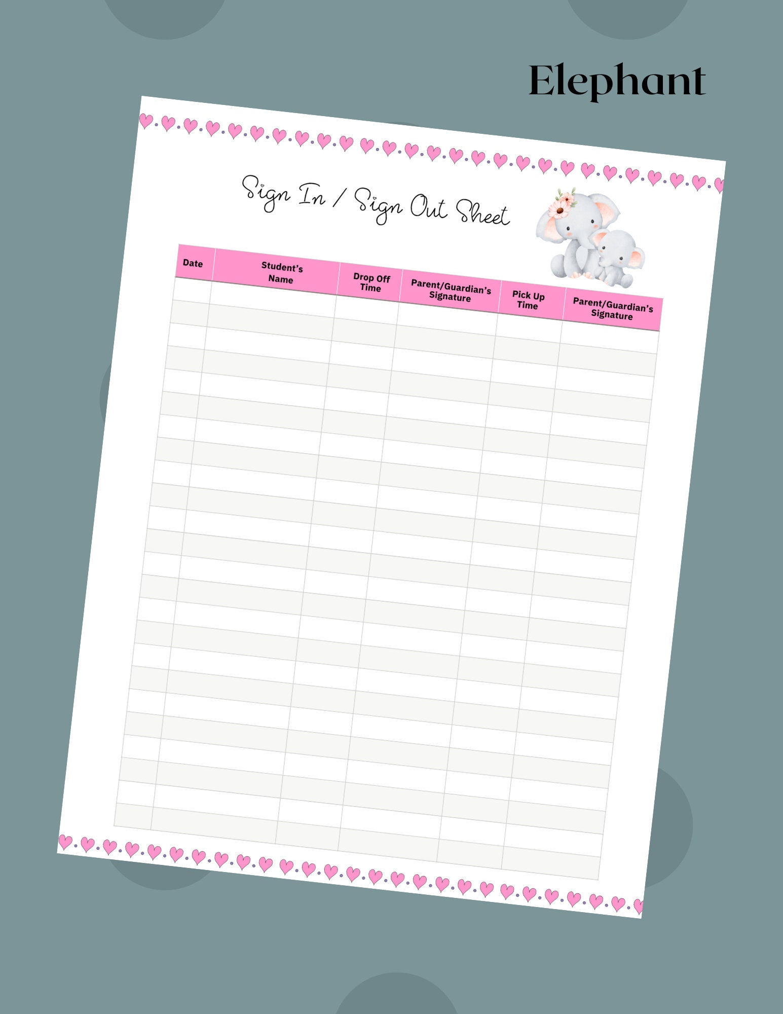 Sign-in Sheets Printable Sign in Sheet Attendance Sheet Drop off Form ...