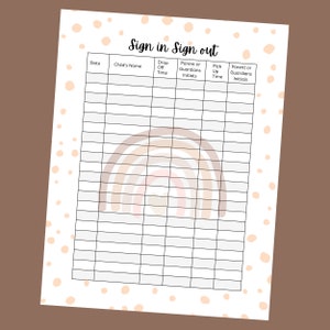 Sign-in Sheets Printable Sign in Sheet Attendance Sheet Drop off Form ...