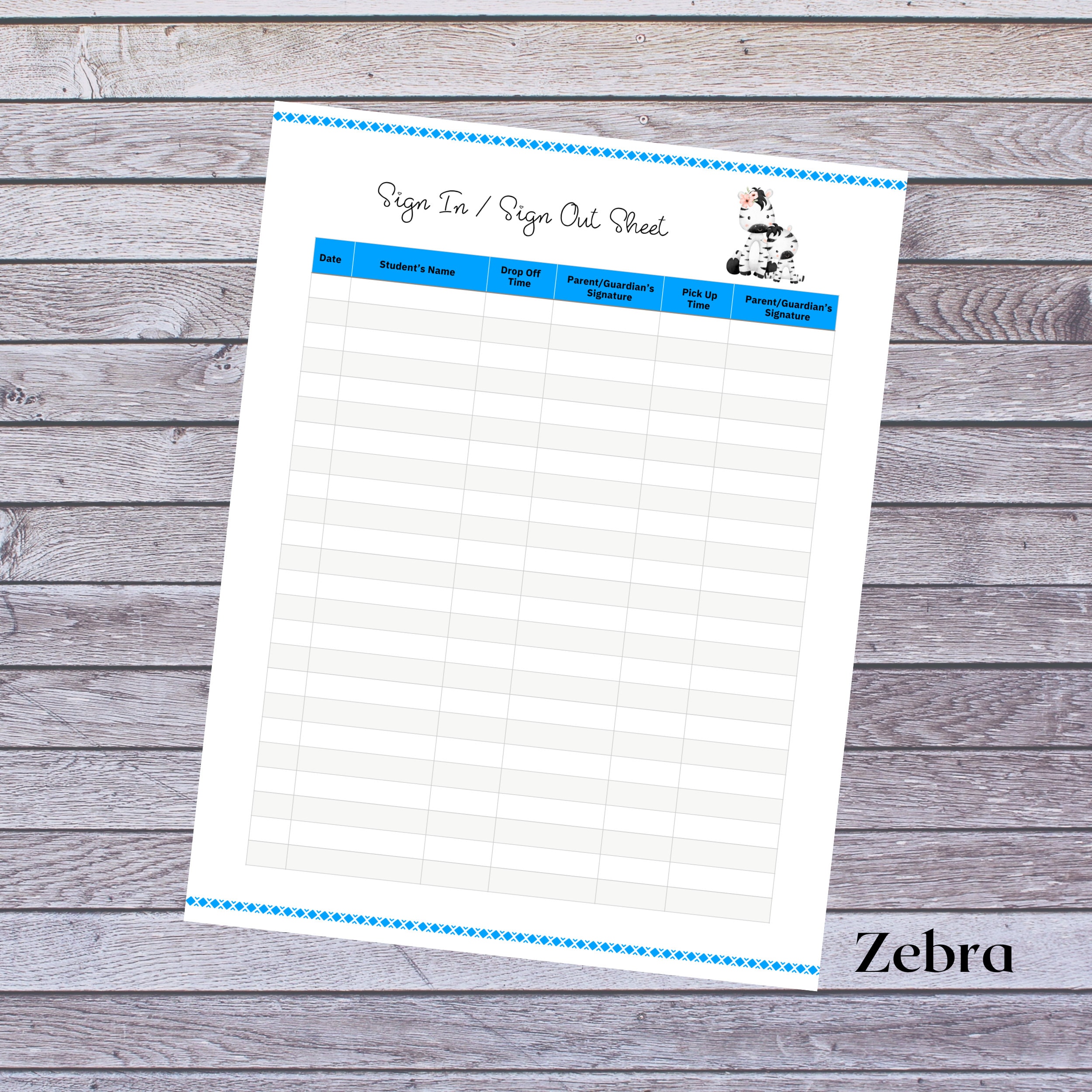 Sign-in Sheets Printable Sign in Sheet Attendance Sheet Drop off Form ...