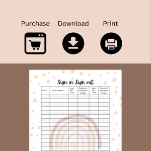 Sign-in Sheets Printable Sign in Sheet Attendance Sheet Drop off Form ...