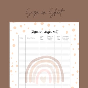 Sign-in Sheets Printable Sign in Sheet Attendance Sheet Drop off Form ...