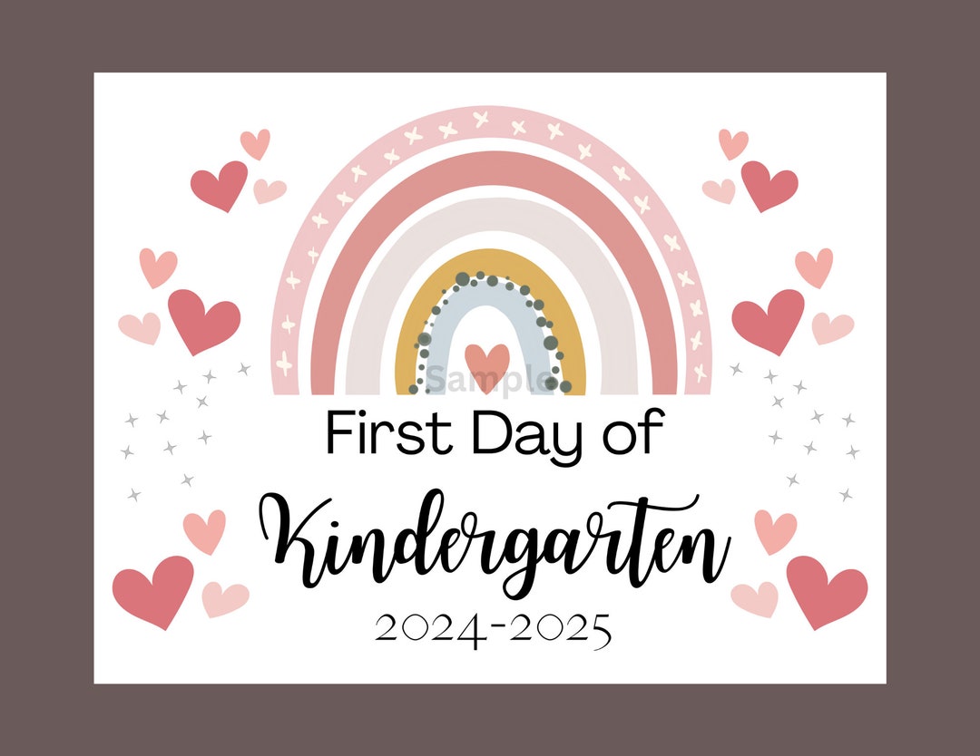 First Day of School Sign Printable Template Photo Prop Boho Rainbow ...