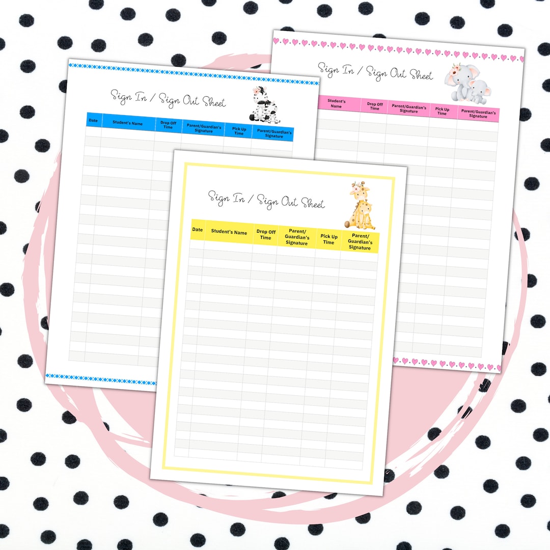 Sign-in Sheets Printable Attendance Sheet Drop off Form Classroom ...