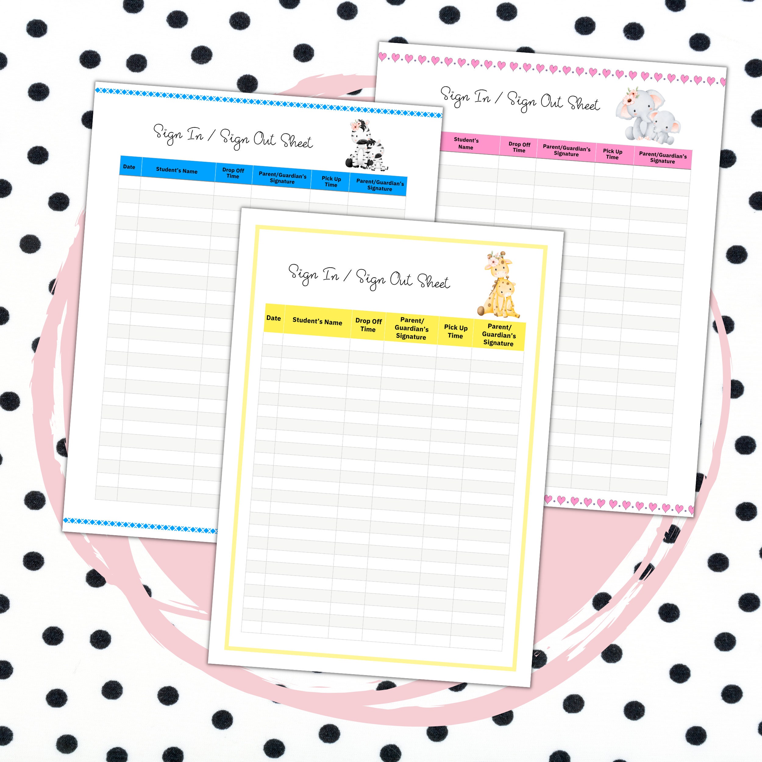 Sign-in Sheets Printable Attendance Sheet Drop off Form Classroom ...