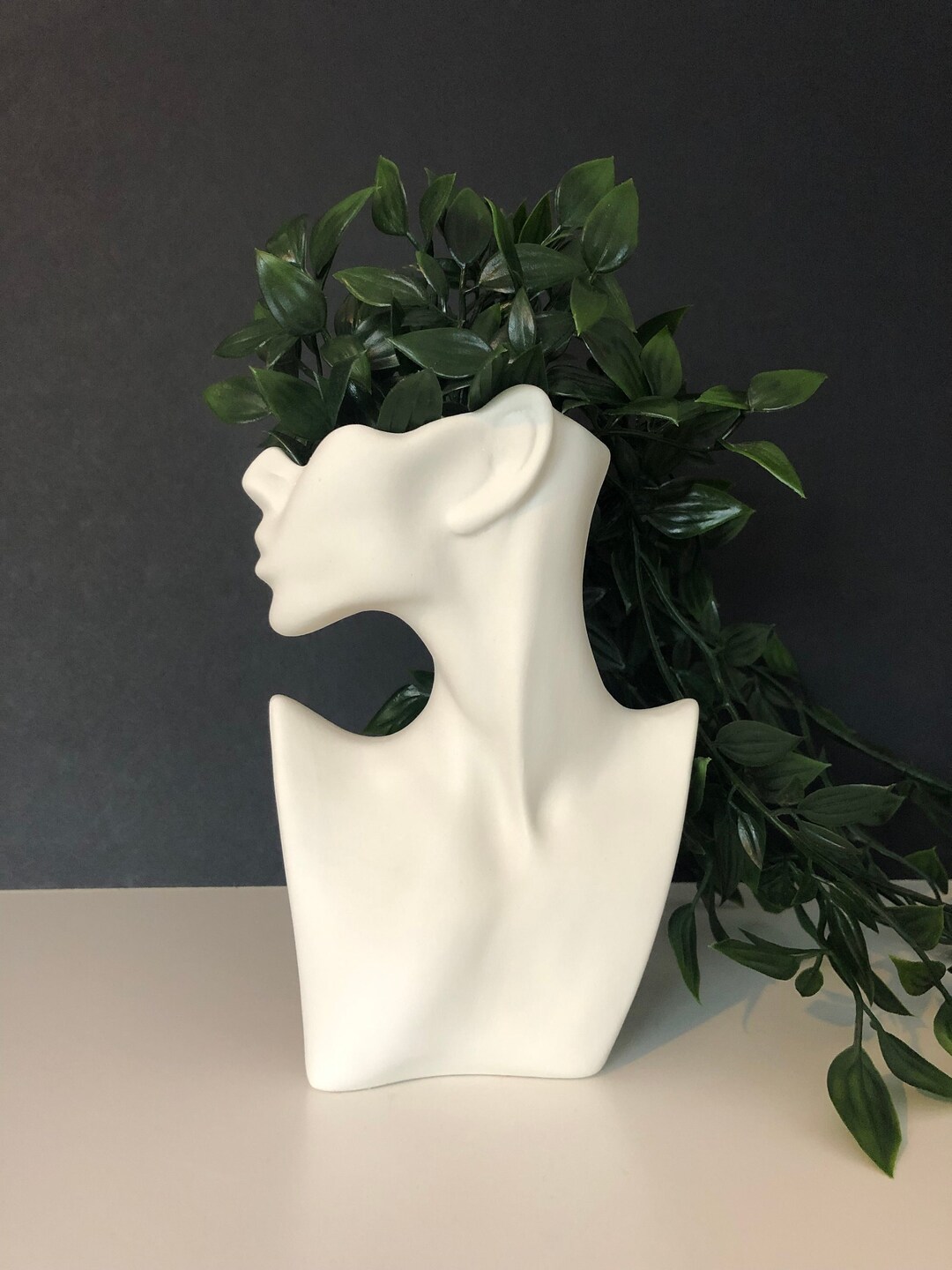 Head Face Ceramic Planter Vase Nordic Style Sculpture Indoor Plant Pot ...