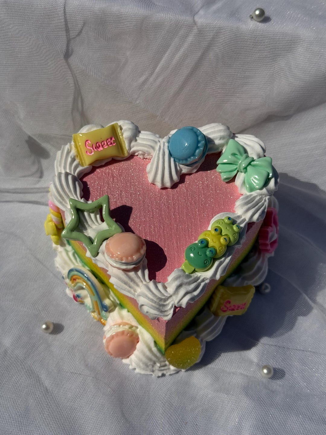 Rainbow Fake Cake Decoden Heart Shaped Box - Etsy