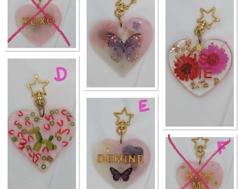 Clear Multicolor Pressed Flower Heart Resin Keychain - Etsy