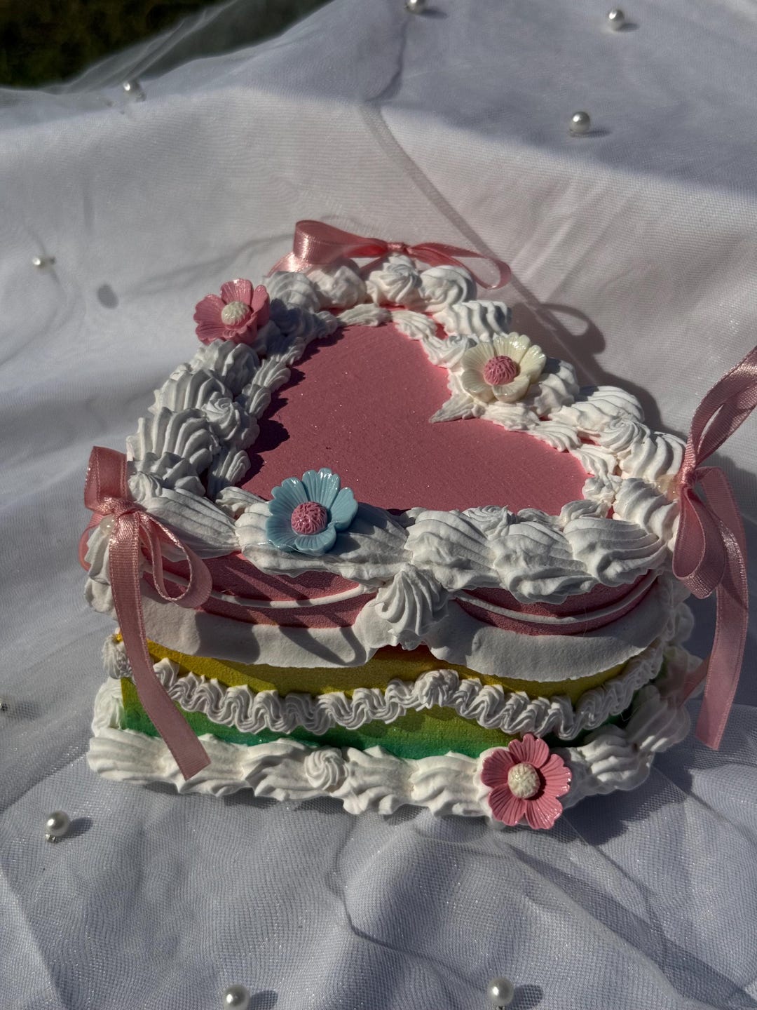 Rainbow Fake Cake Decoden Heart Shaped Box - Etsy