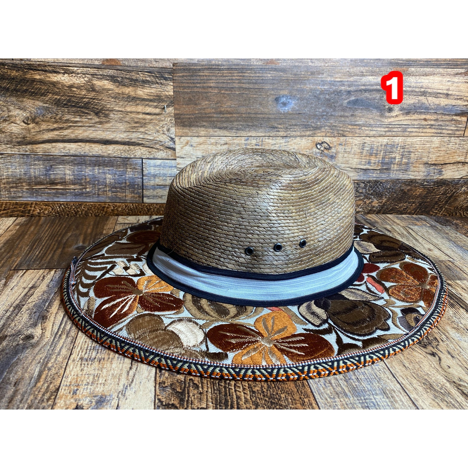 Mexican artisanal Embroidered palm hats. Colorful fedora . | Etsy