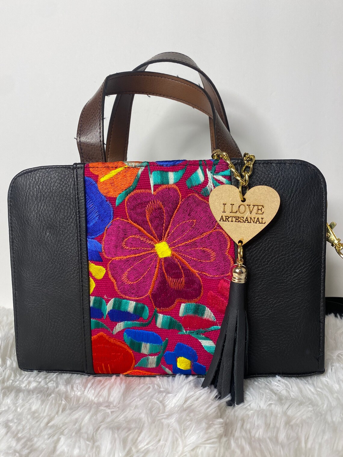 Flower Embroidered Bag . Mexican Embroidered Purse .mexican Artisanal ...