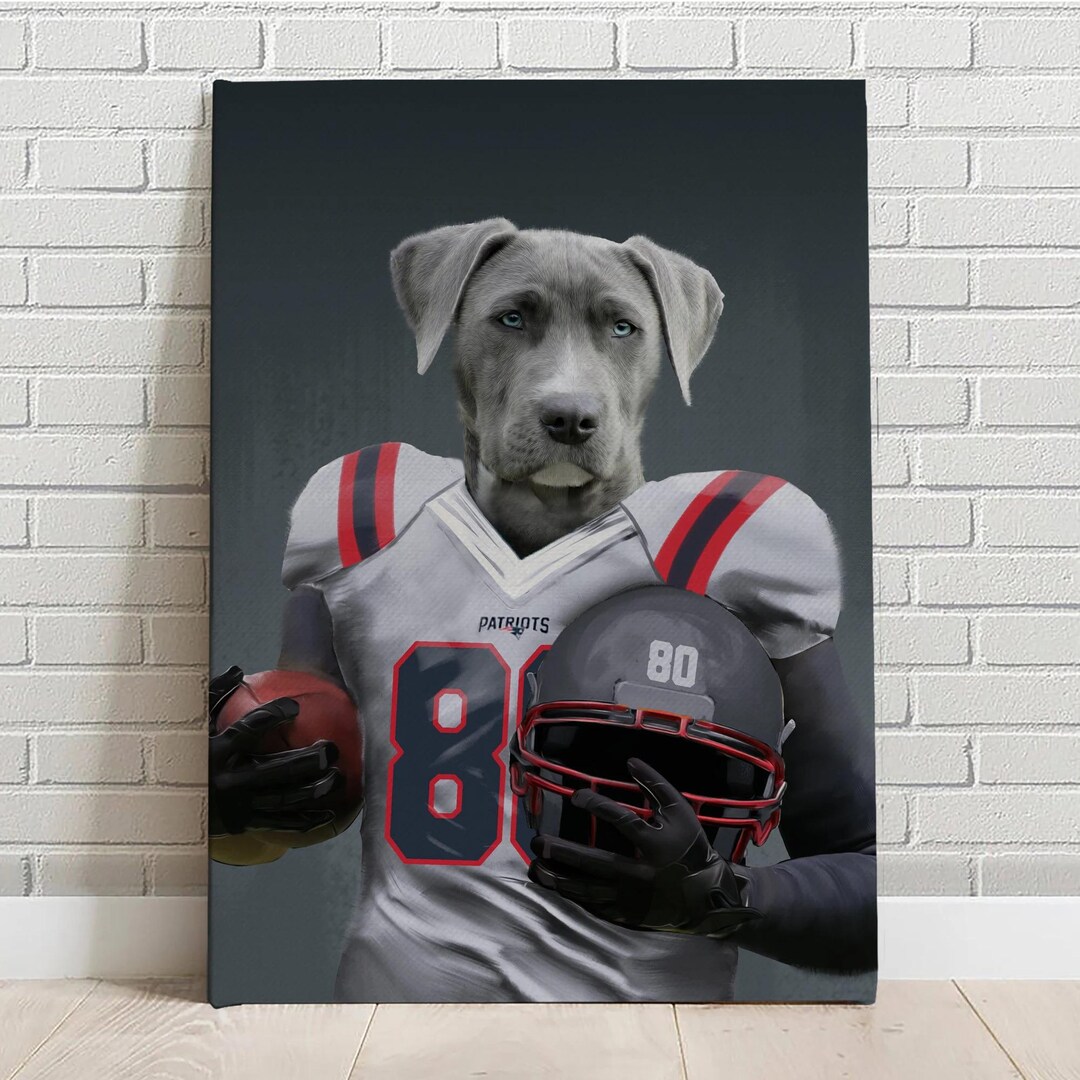 Custom Pet Portrait Football New England Patriots Canvas Dog Cat ...