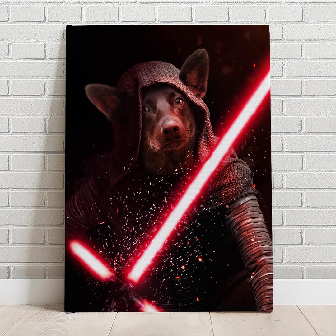 Custom Pet Portrait Kylo Ren Starwars Pet Canvas Dog Cat Portrait - Etsy