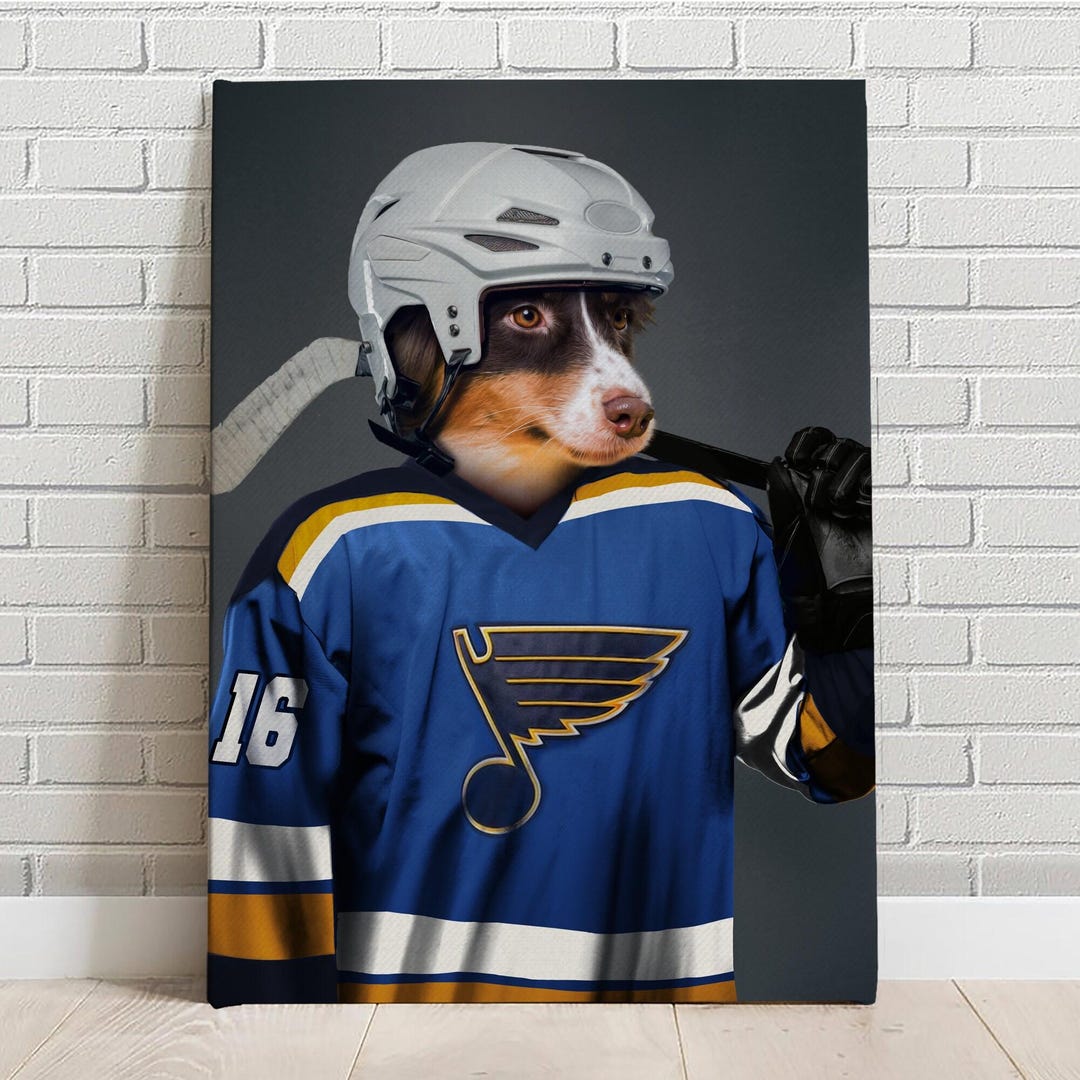 Custom Pet Portrait Ice Hockey St Louis Blues Canvas Dog Cat Portrait ...
