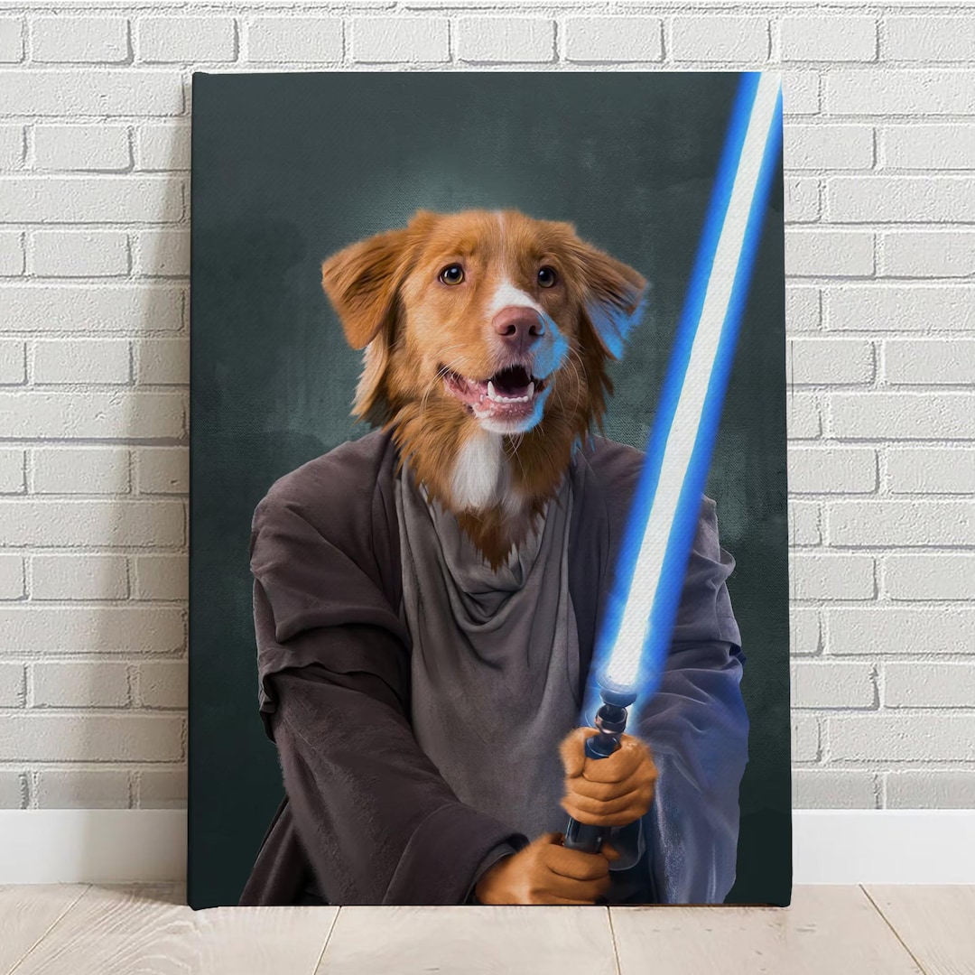 Custom Pet Portrait Starwars Obiwan Kenobi Pet Canvas Dog Cat Portrait ...