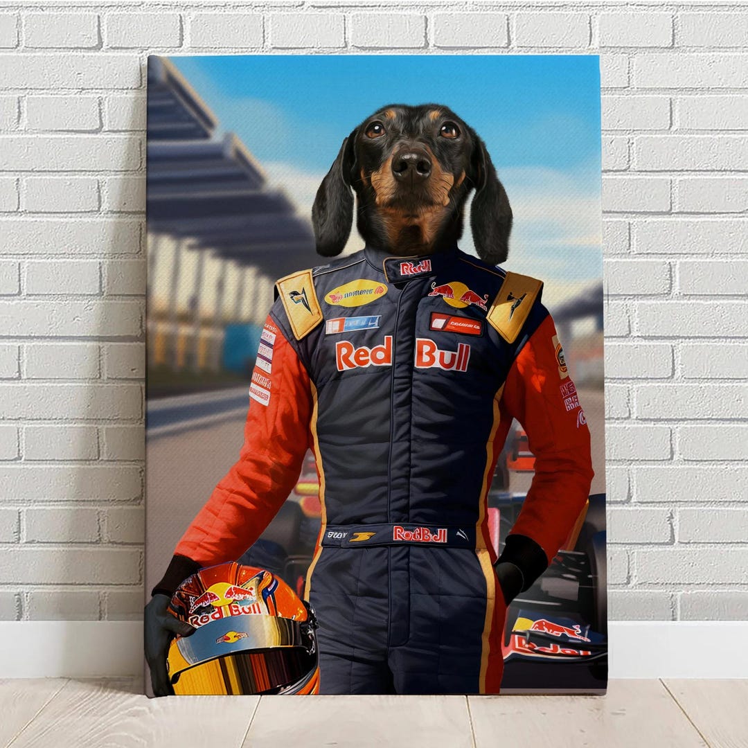 Custom Pet Portrait F1 Driver Team Racer Dog Cat Pet Canvas Gift - Etsy