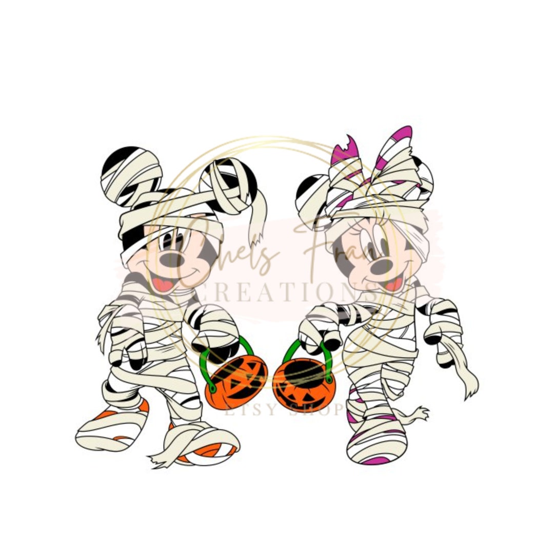 Halloween Mummy Mickey Boy Mouse Mummy Minnie Girl Mouse SVG, DXF, Eps ...