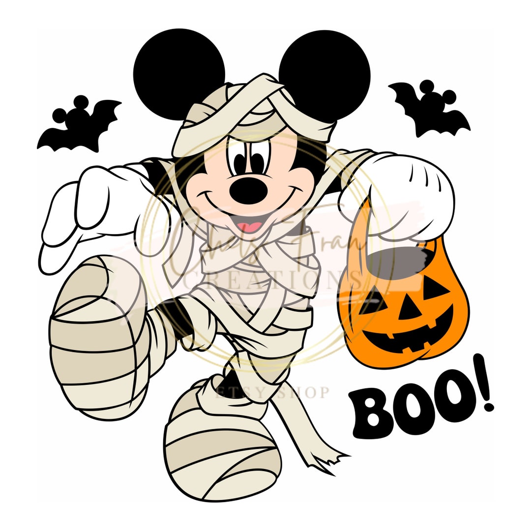 Halloween Mummy Mickey Boy Mouse SVG, DXF, Eps, PNG File, Cricuit or Silhouette File, Mickey ...