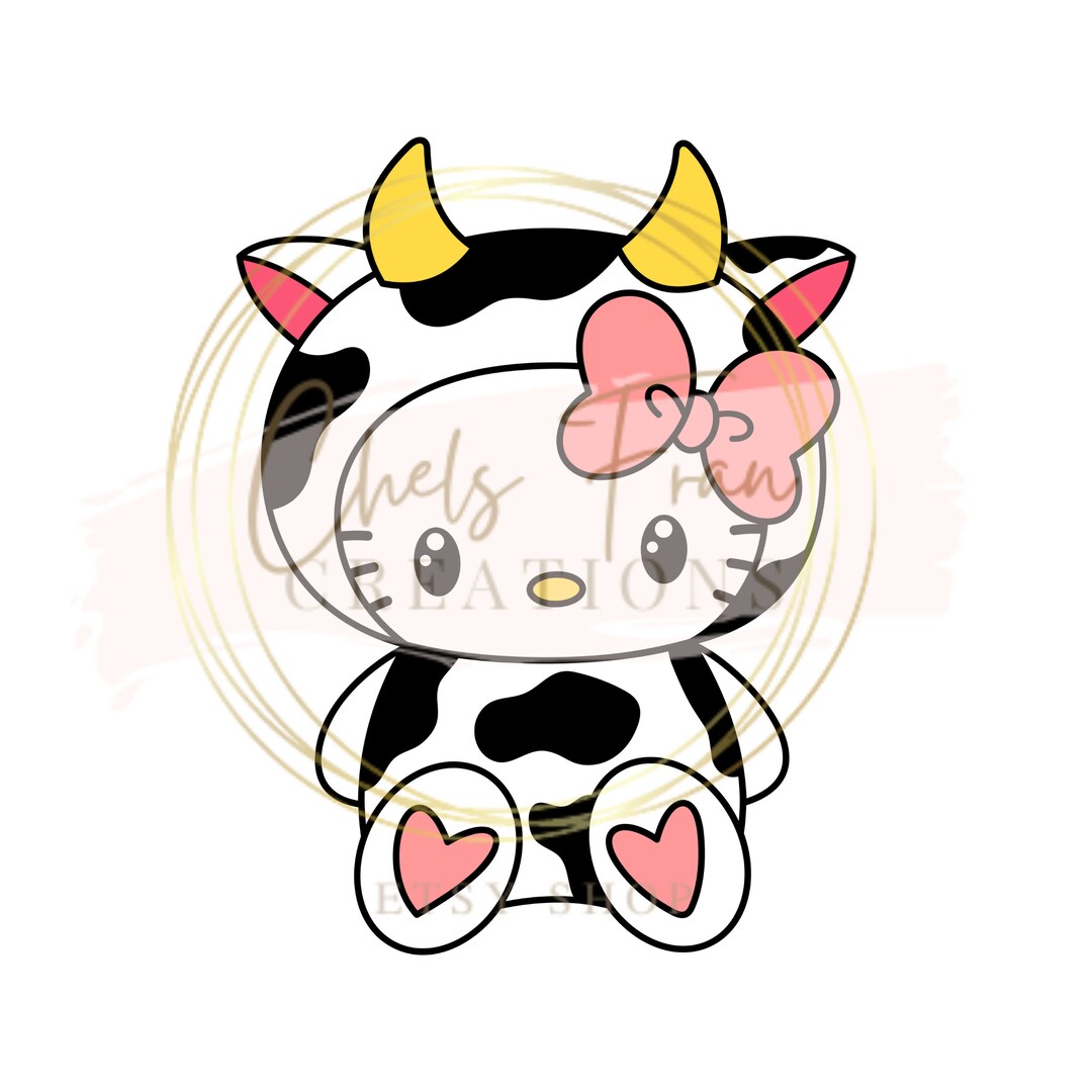 Hello Cow Kitty DXF SVG PNG Files Layered Svg Moo - Etsy.de