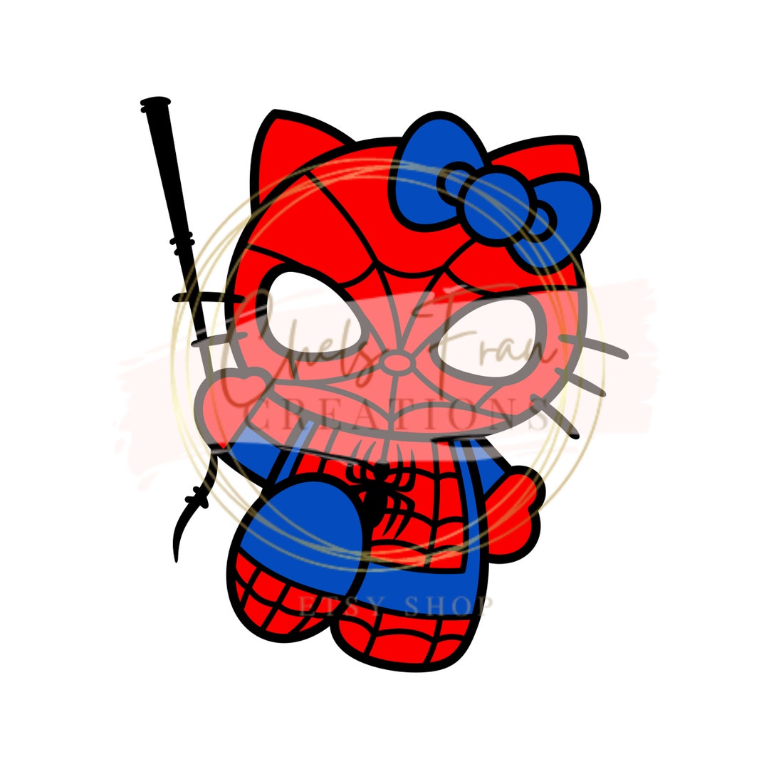 Hello Spider Kitty Layered SVG Bundle DXF PNG Files Kawaii - Etsy