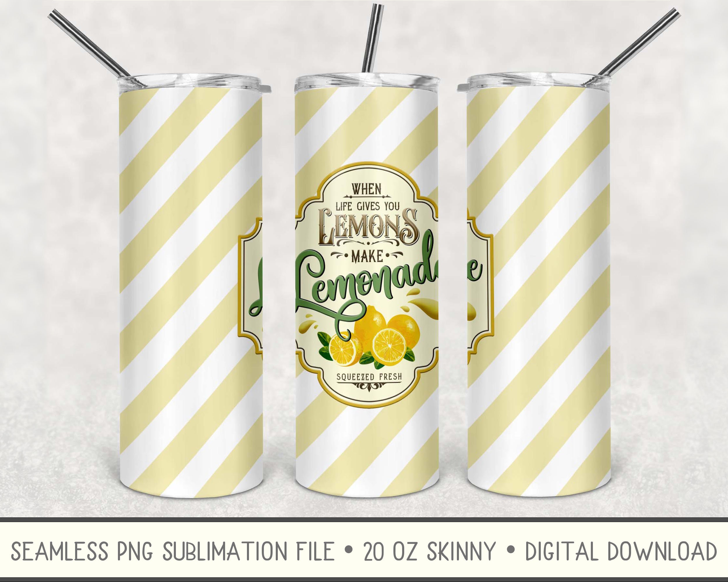 Lemonade 20oz Skinny Tumbler Sublimation Designs, Seamless Sublimation ...
