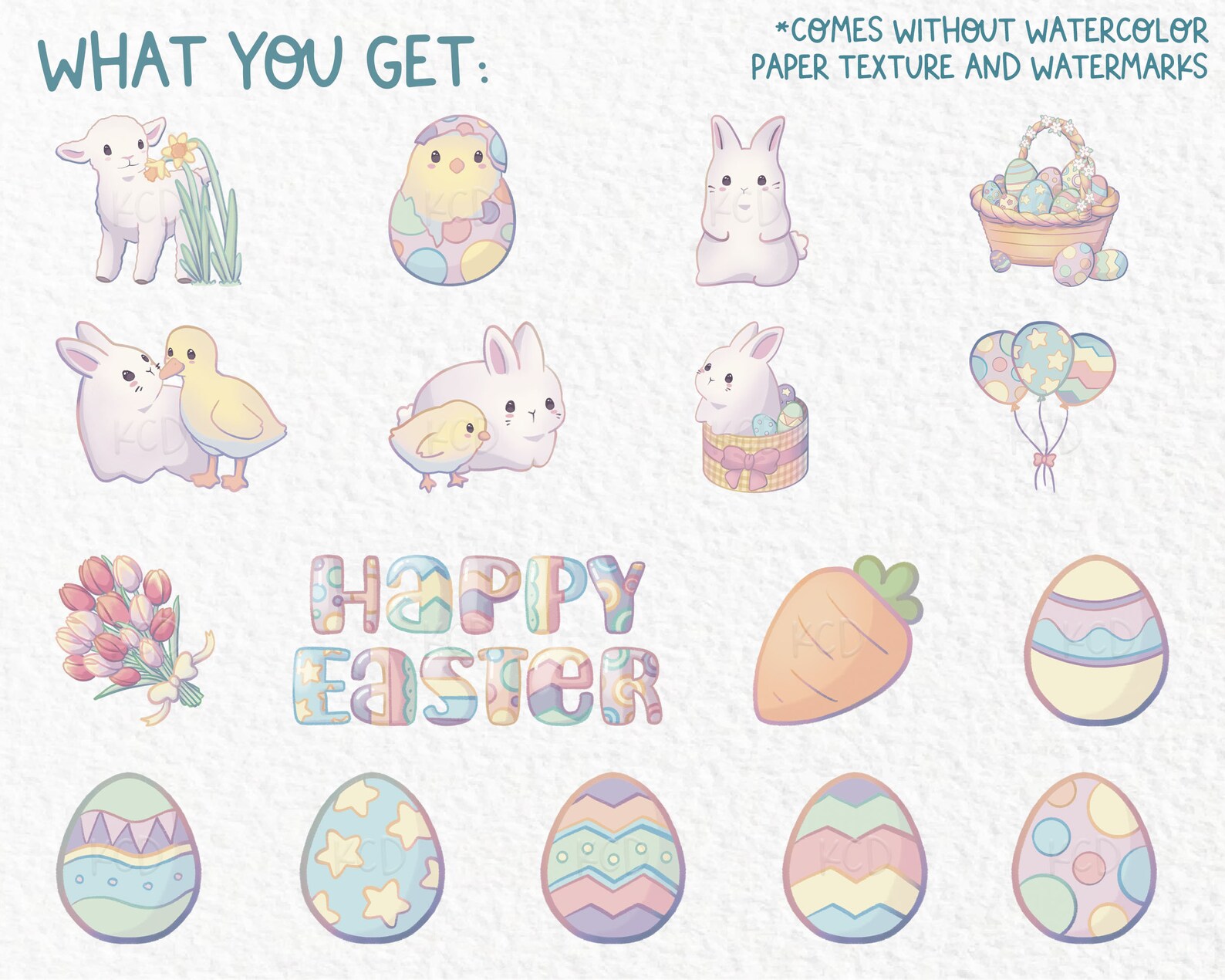 Kawaii Easter Clipart Set, Cute Rabbit Graphics, Baby Bunny PNG, Easter ...