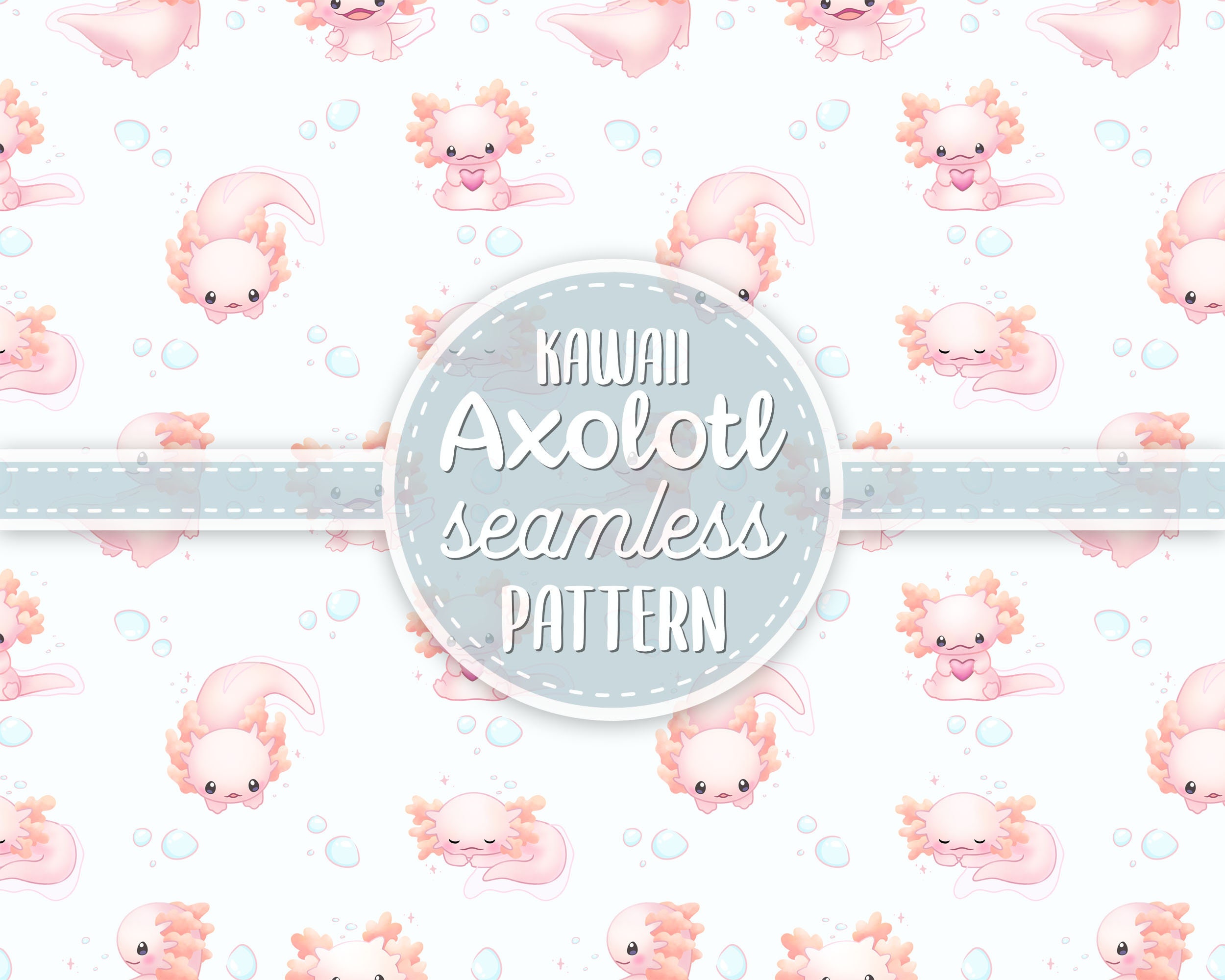 Axolotl Pattern Seamless Axolotl Kawaii Clipart Kawaii - Etsy