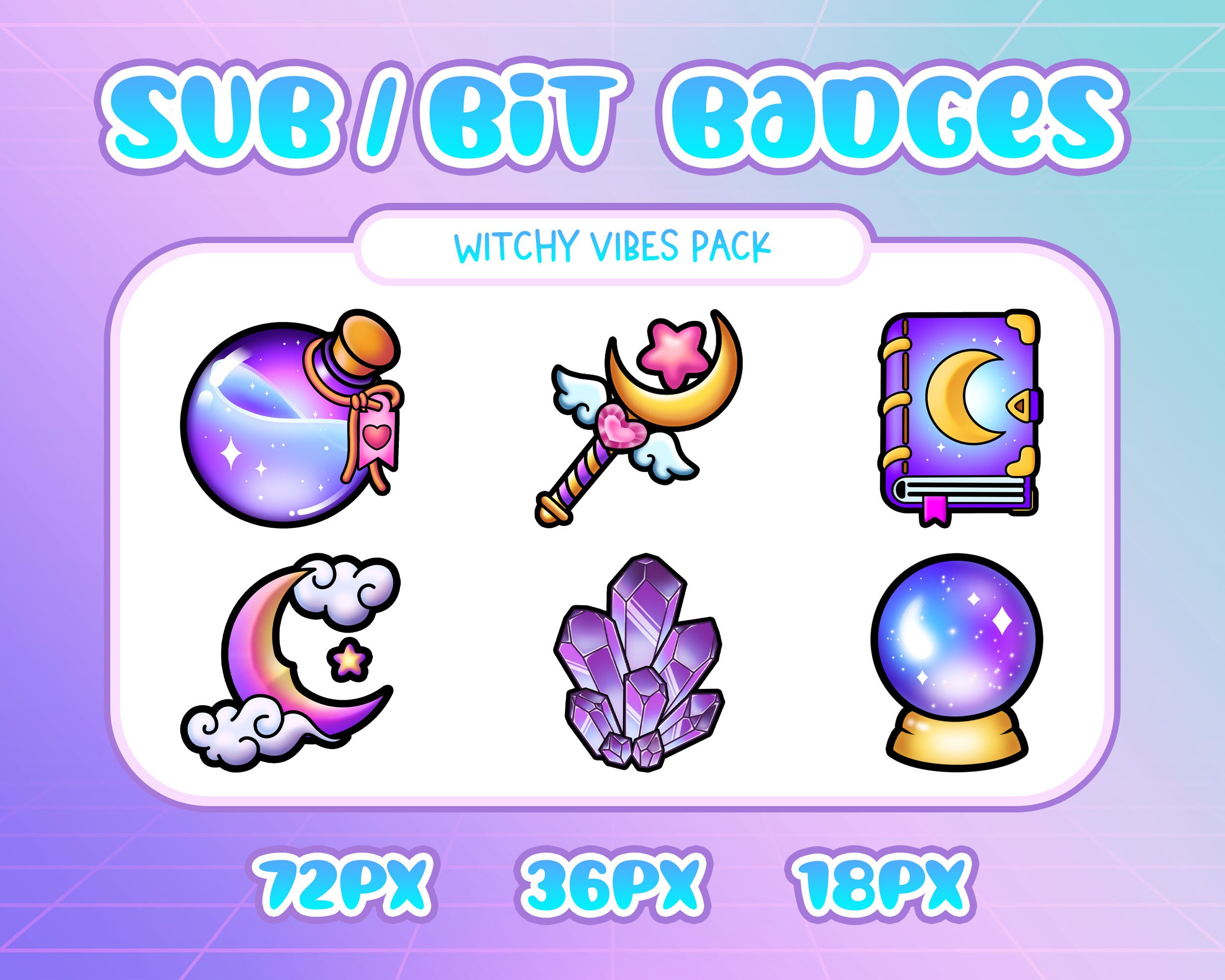 Pastel Goth Sub Badges, Twitch Magical Girl Sub Badges, Twitch Witch ...