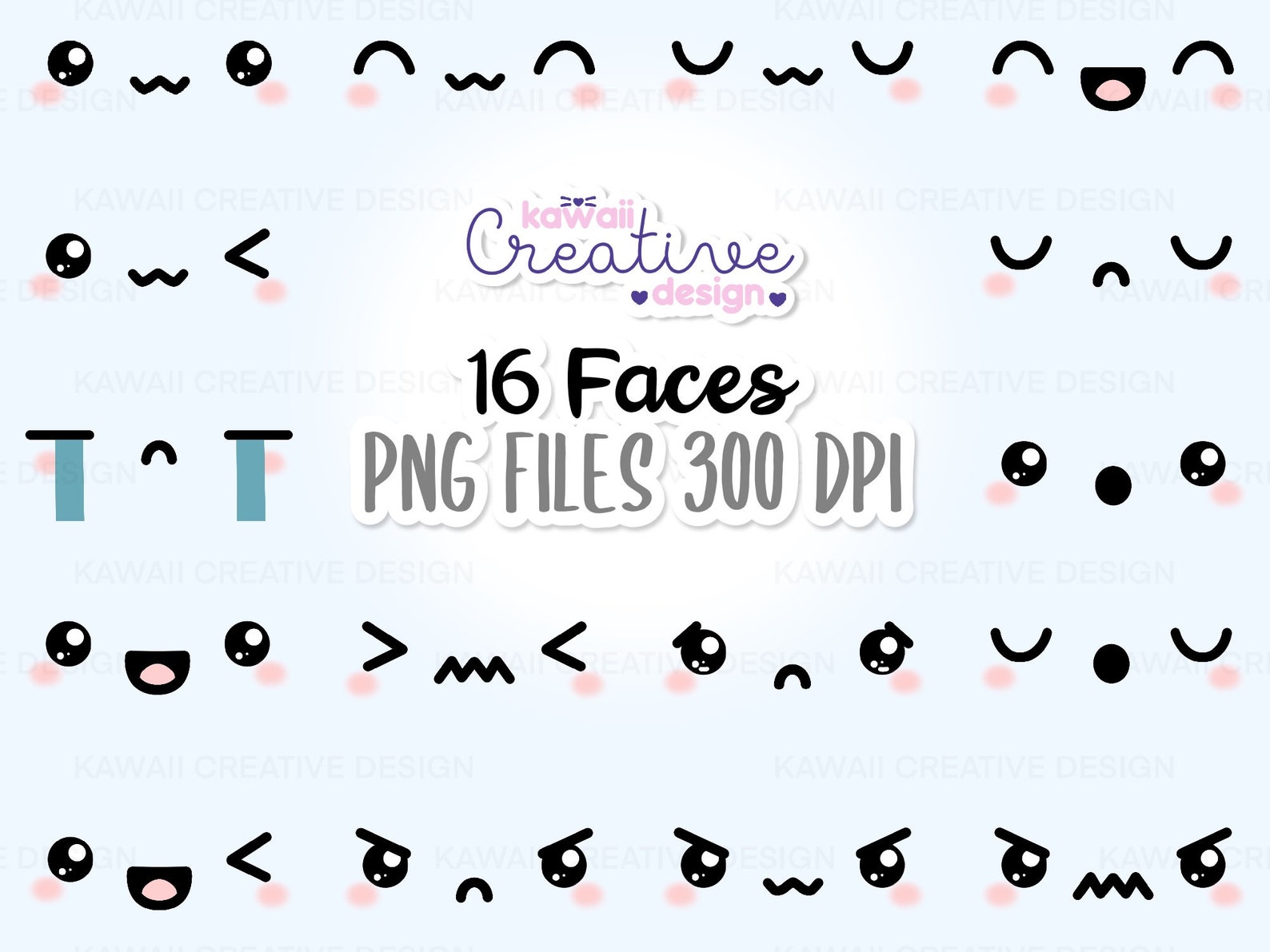 Kawaii Face Clip Art, Cute Emoji Clipart, Kawaii Emotes, Printable ...