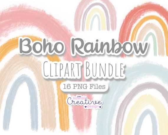 Boho Rainbow Clipart Commercial Use Boho Rainbow PNG Boho - Etsy