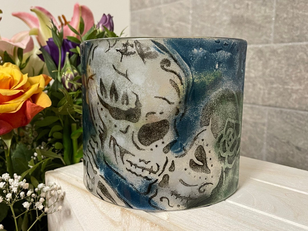 Skull Curved Glass Art, Skull Candle Shade, Skull Ornament, Skull Wall ...