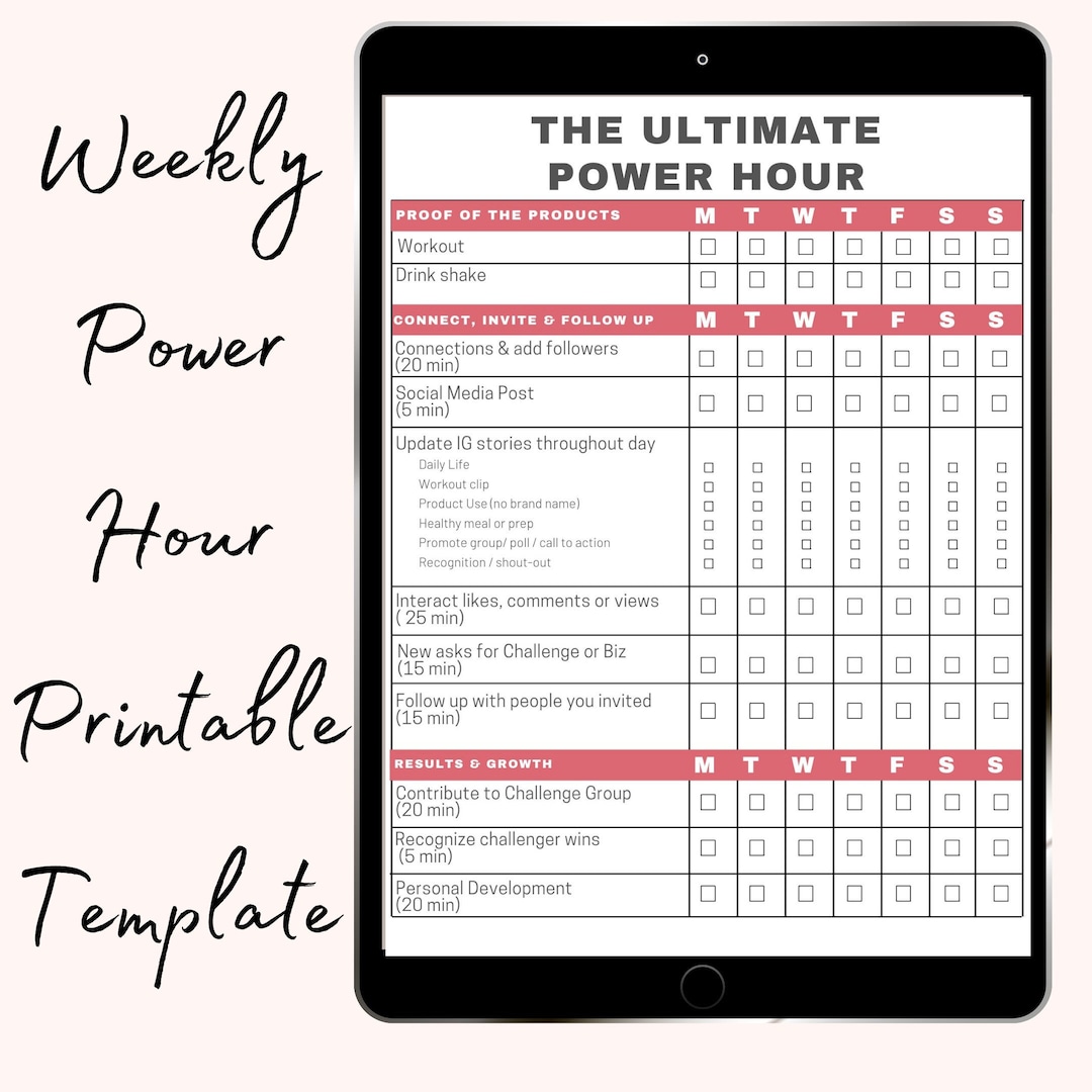 Weekly Power Hour Tracker Template - Etsy