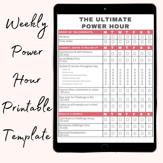 Weekly Power Hour Tracker Template - Etsy