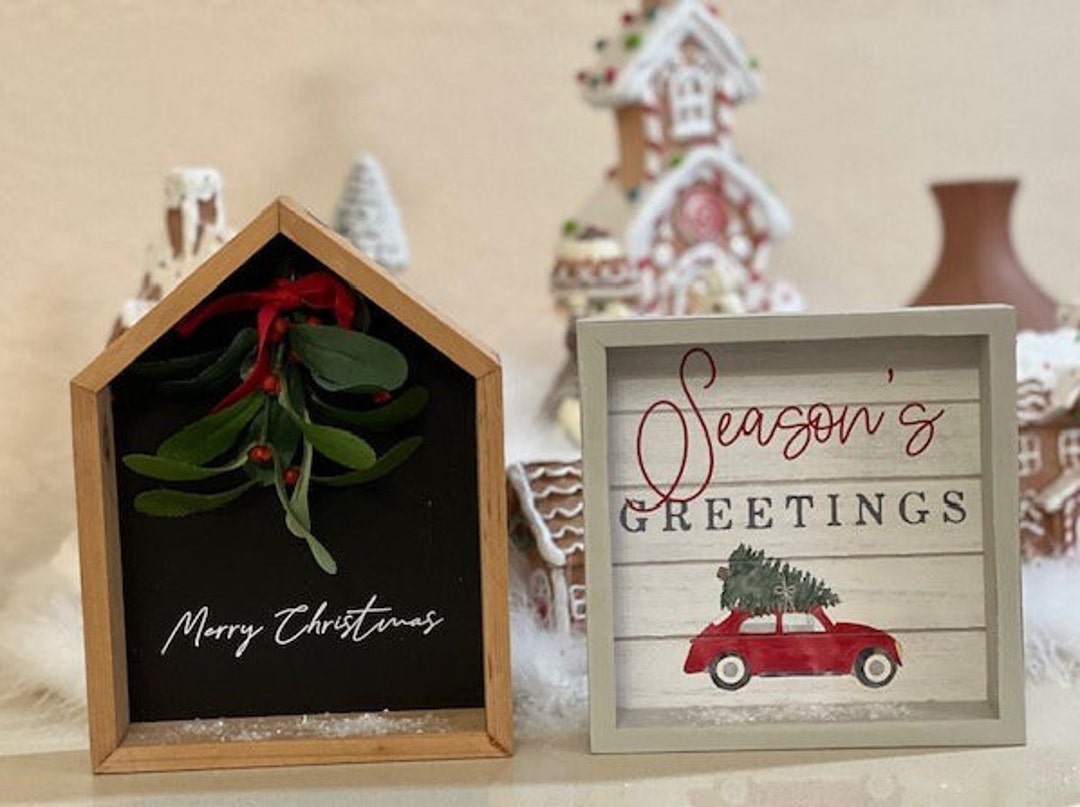 Christmas Wood Sign Block Sign Wood Sign Frame Decoration - Etsy