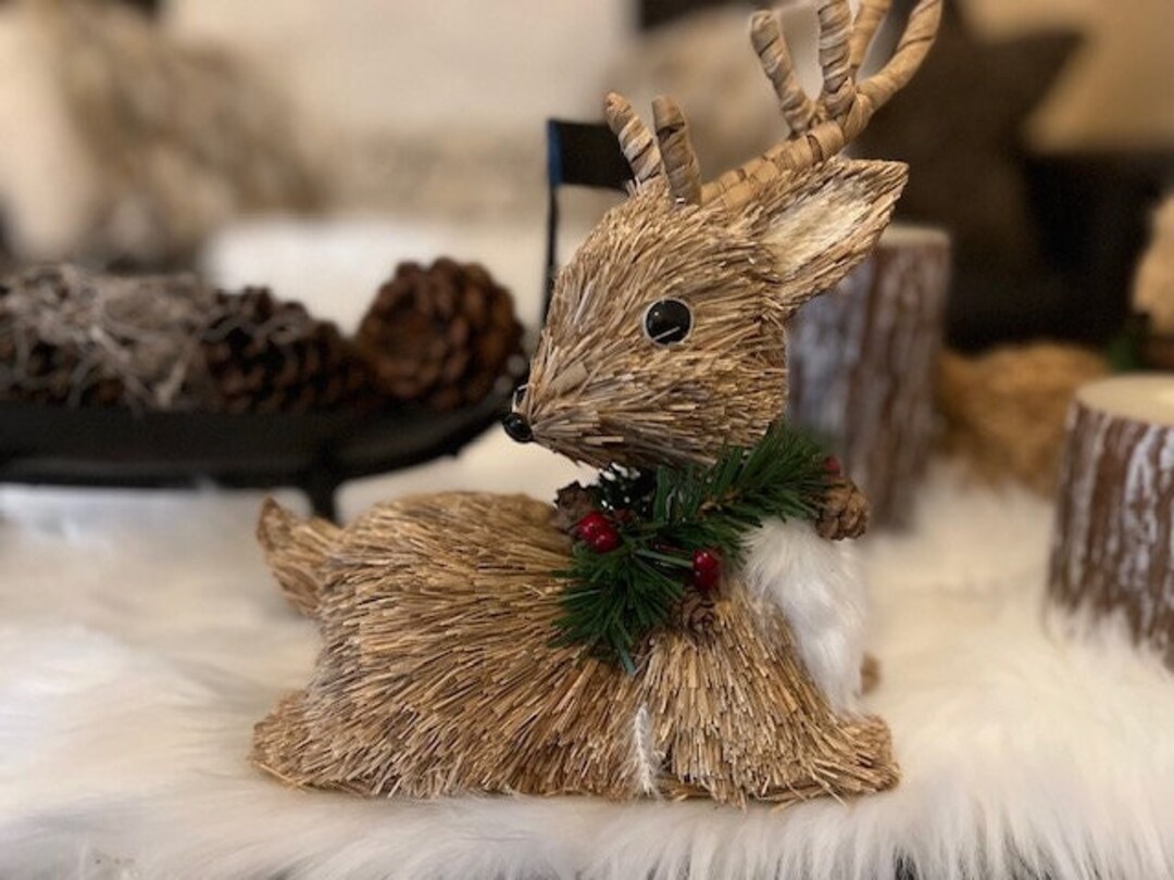 Holiday Deer Sisal Wood Christmas Reindeer - Etsy