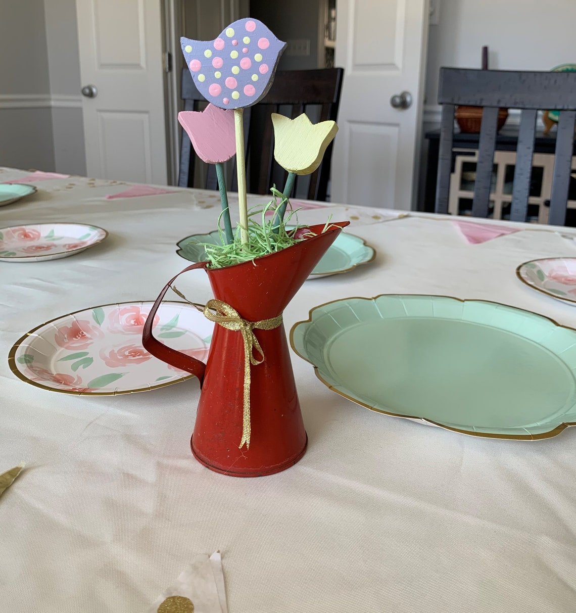 Artesanía de madera de primavera, flor de madera, tulipanes rústicos de ...