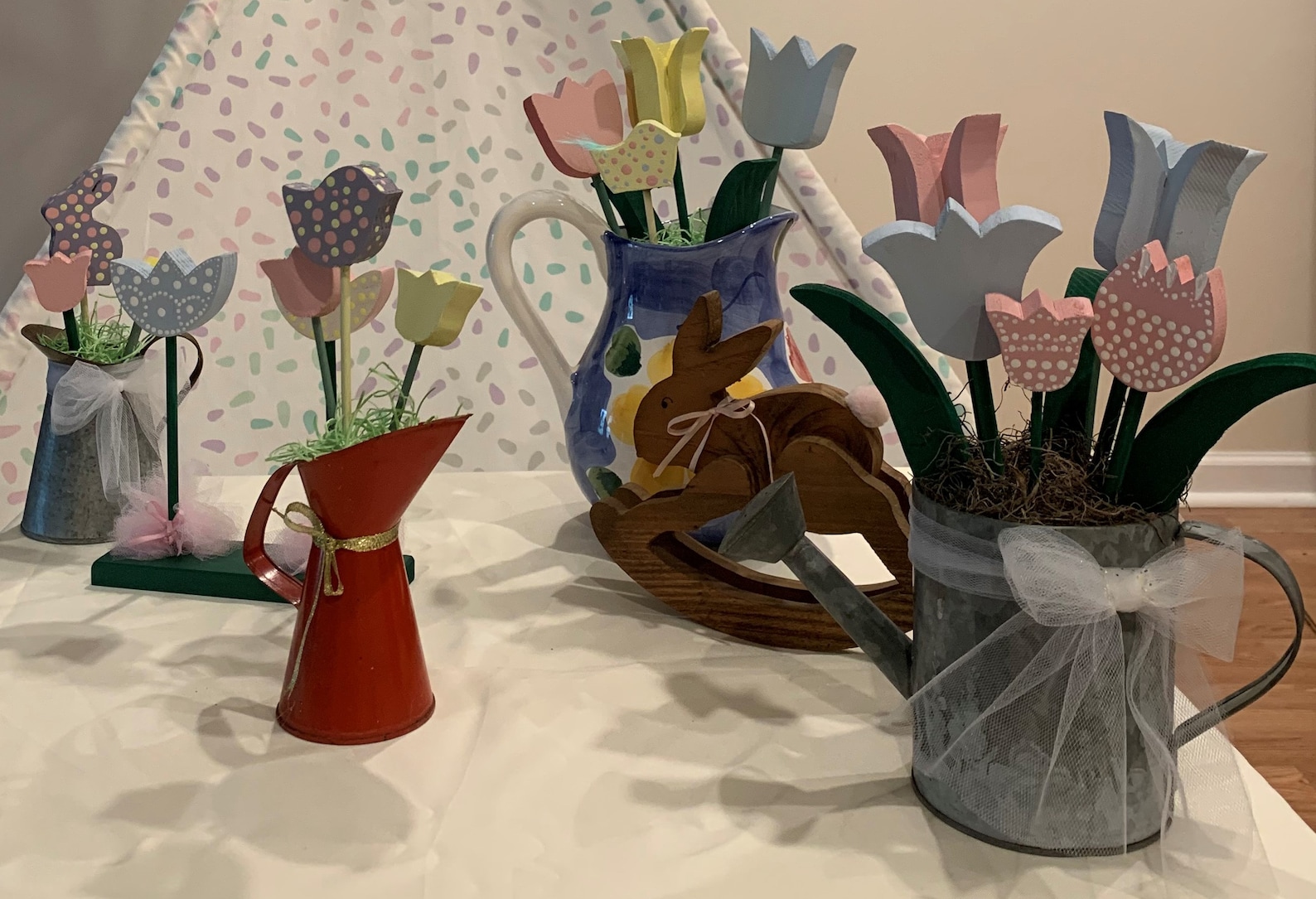 Artesanía de madera de primavera, flor de madera, tulipanes rústicos de ...