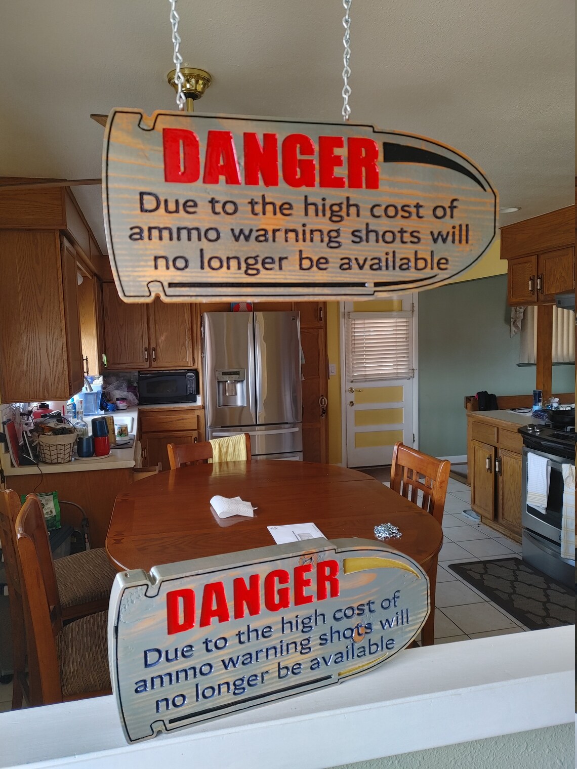 Bullet Shaped Warning Sign DANGER Warning Shots No Longer Available ...