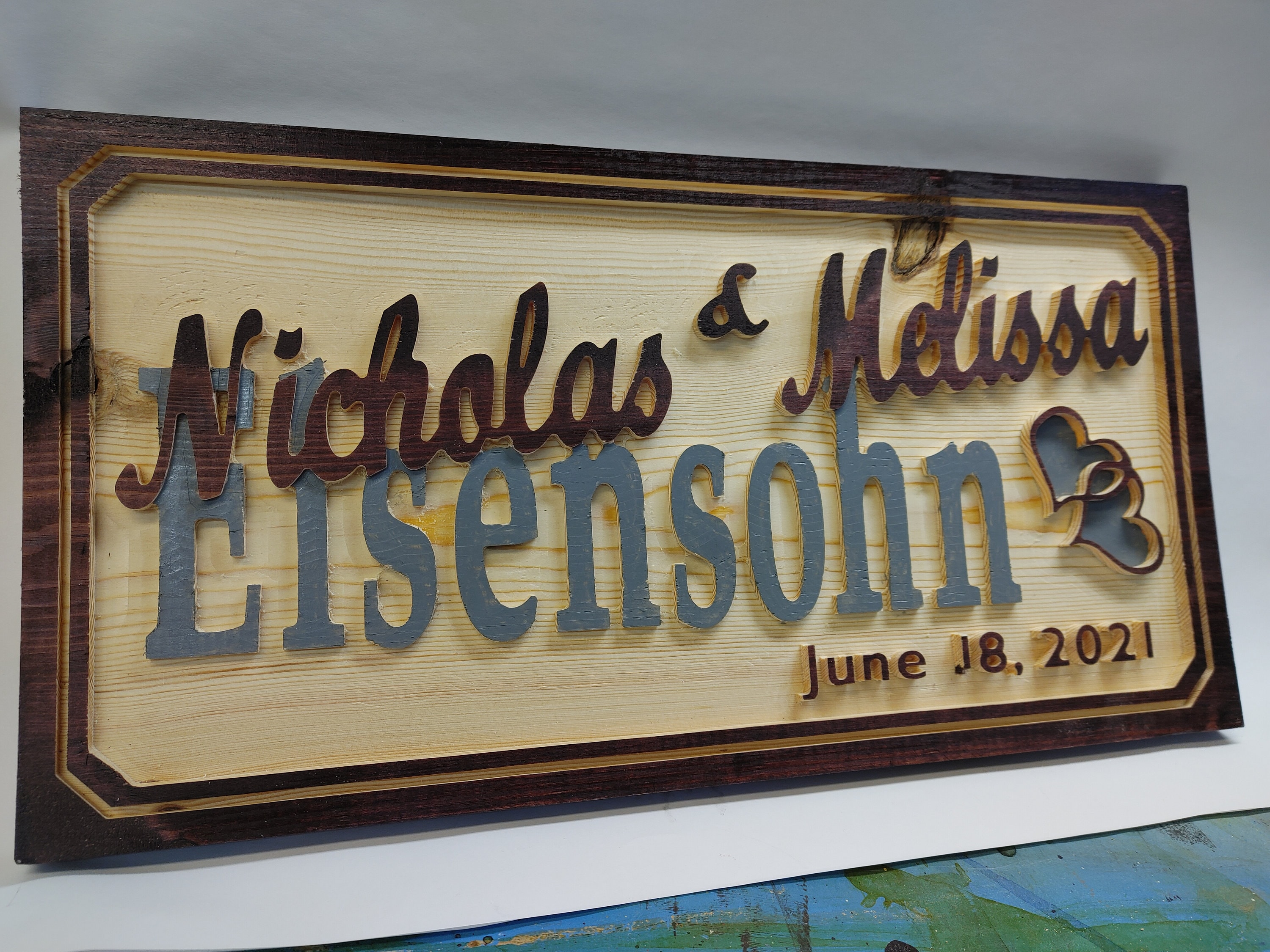 Family Sign, Engagement Sign, New-couples Sign, Multi-layered Carved ...