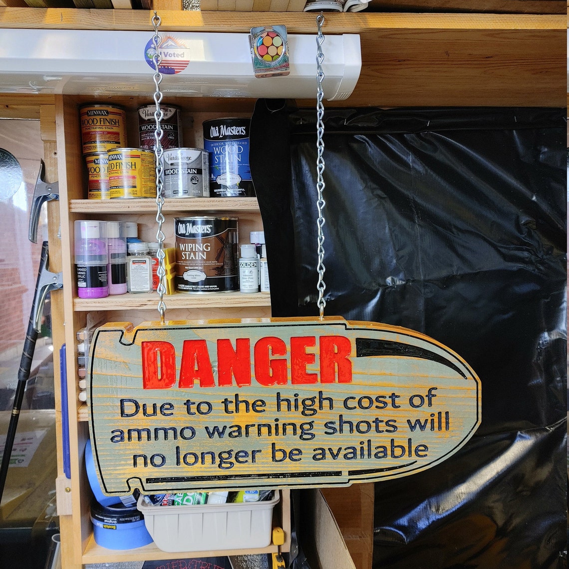 Bullet Shaped Warning Sign DANGER Warning Shots No Longer Available ...