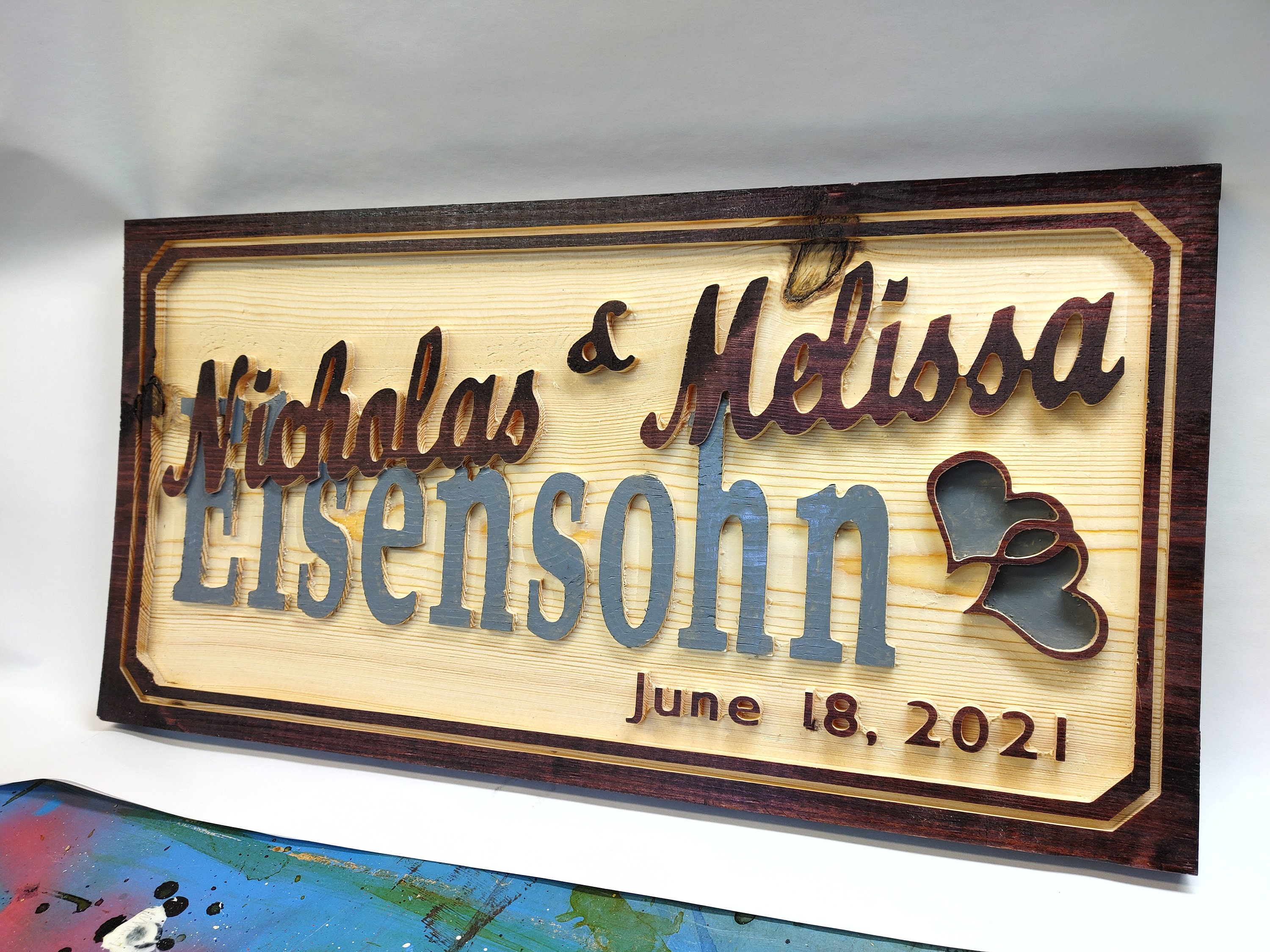 Family Sign, Engagement Sign, New-couples Sign, Multi-layered Carved ...