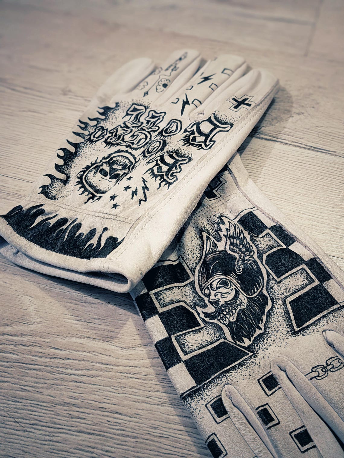 Motorcycle Leather Gloves Ink Leather - Etsy