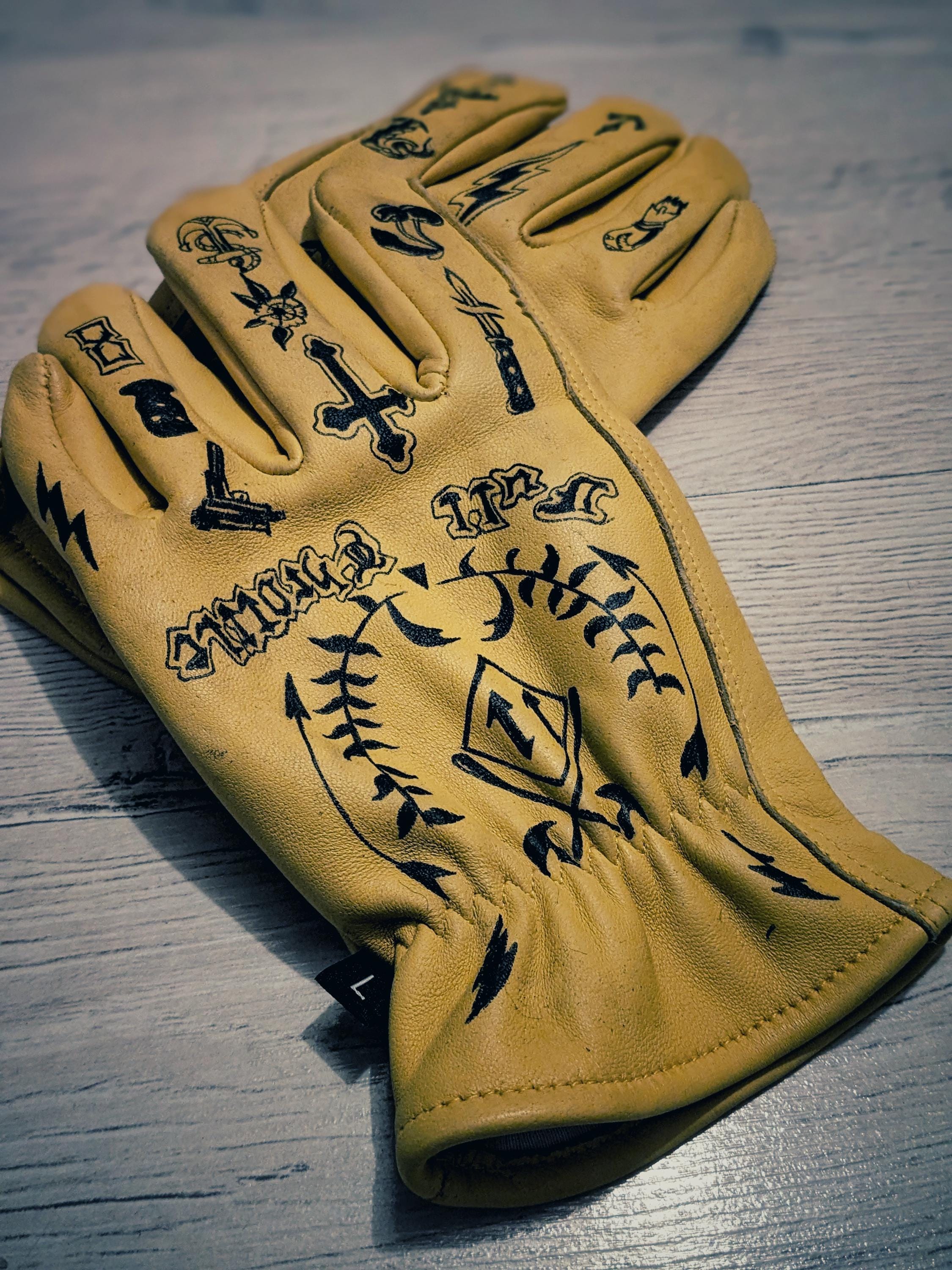 Motorcycle Leather Gloves Ink Leather - Etsy