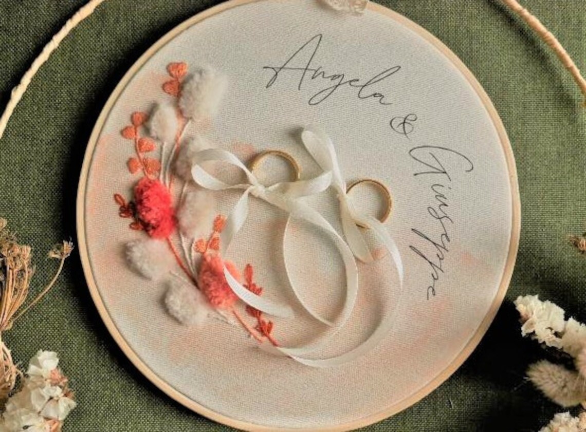 Embroidered Wedding Ring Holder - Etsy