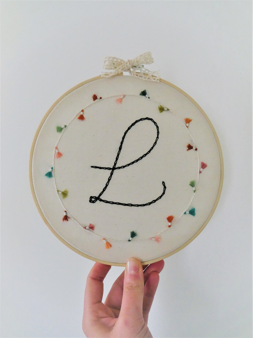 Embroidered Circle With Initial - Etsy