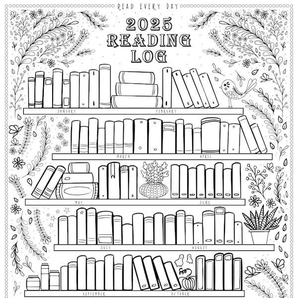 100 Books Challenge - Printable Reading Log - Book Tracker - Coloring ...
