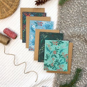 Winter Floral Greeting Cards, Holiday Note Card Pack, Set of Eight ...