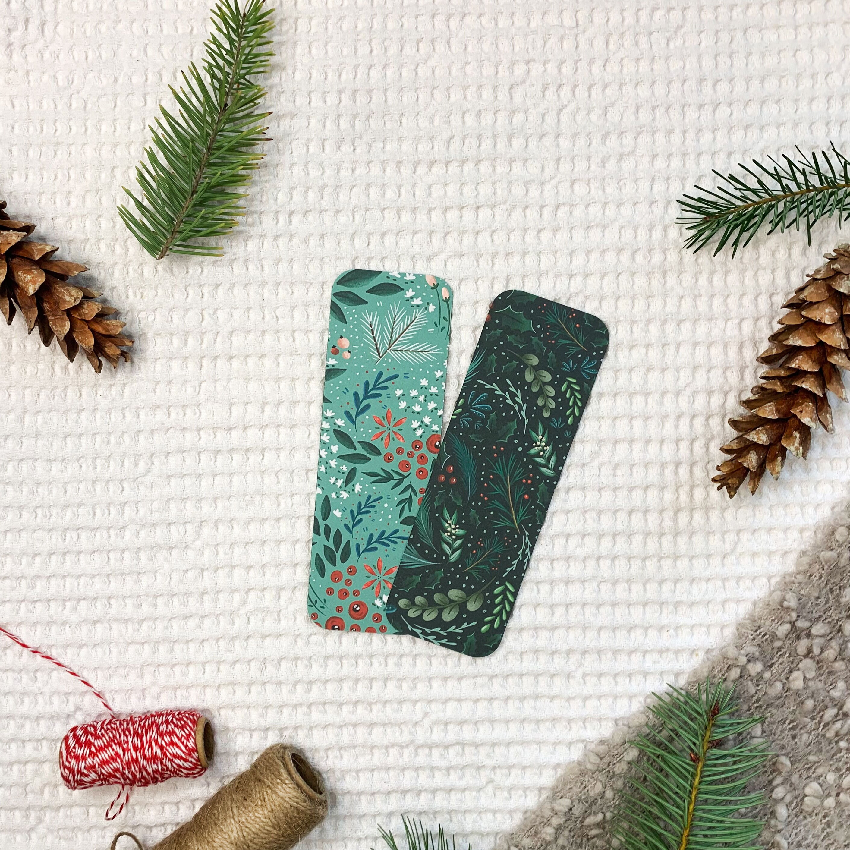 Winter Floral Bookmarks Set of Four Christmas Bookmark - Etsy