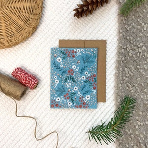 Winter Floral Greeting Cards, Holiday Note Card Pack, Set of Eight ...
