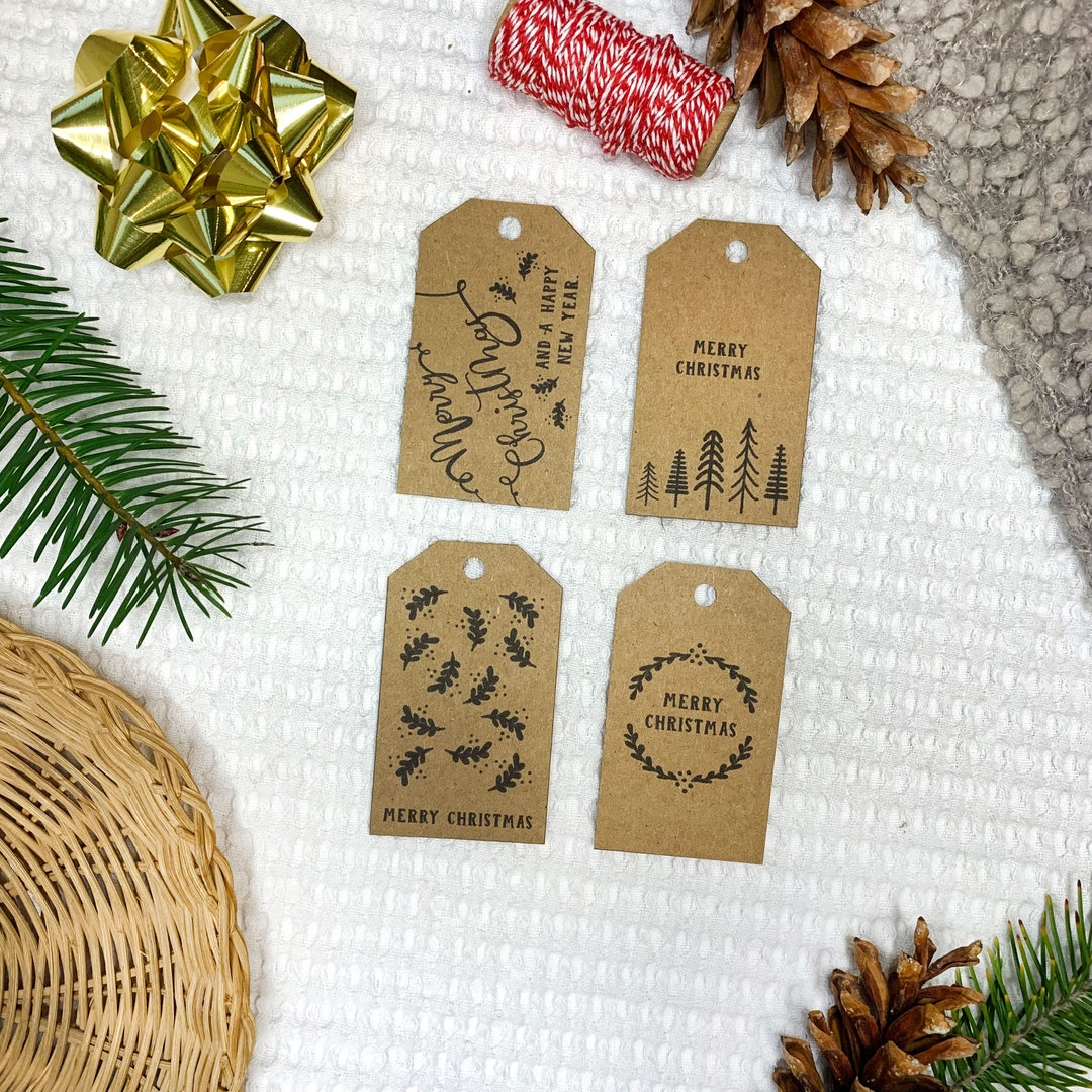 Rustic Christmas Gift Tags - Set of Twelve, Recycled Holiday Hang Tag ...