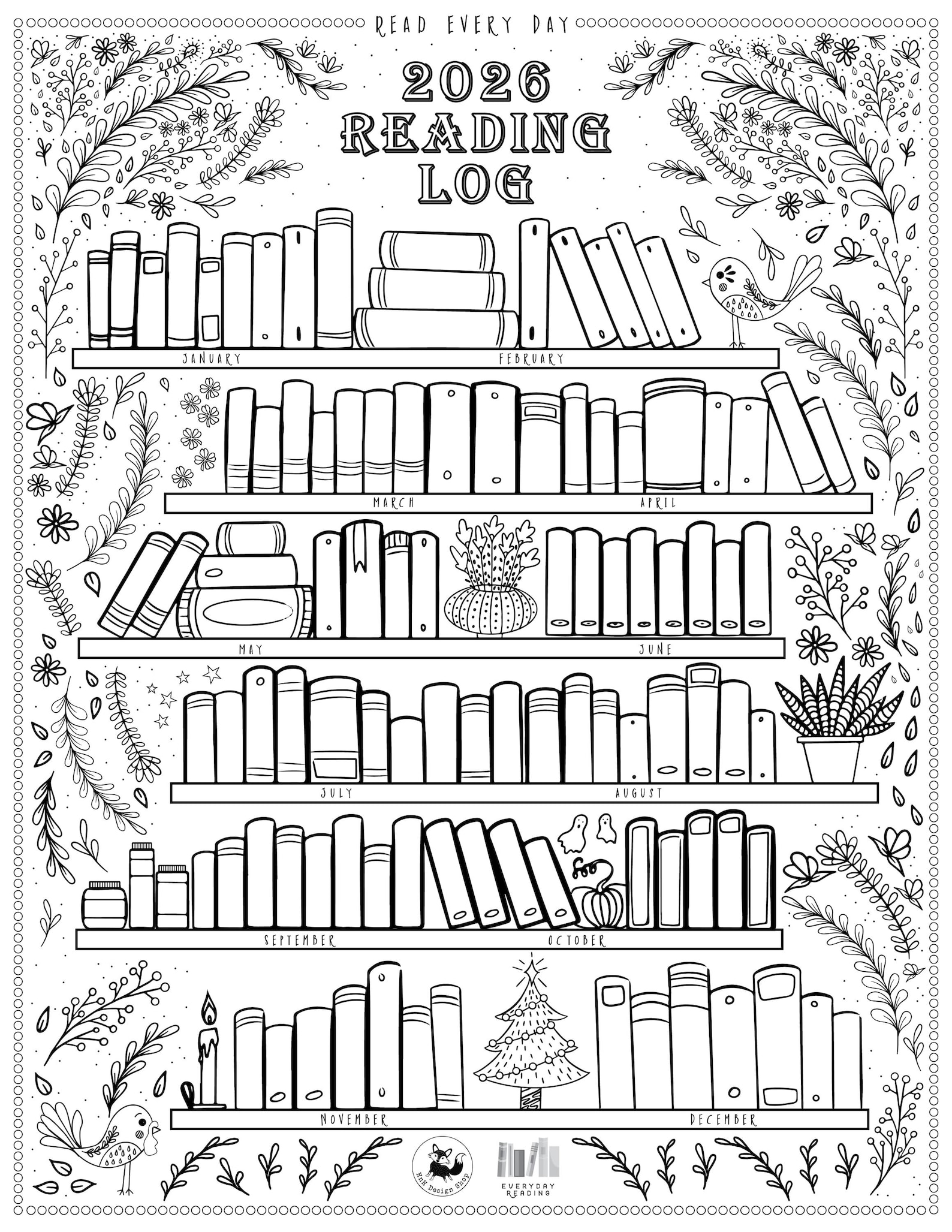 Reading Log 2026, Yearly Reading Log, Monthly Reading Log Printable ...